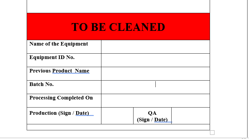sop for status labeling of equipment and product - Pharma Dekho