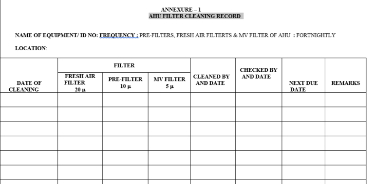 Filter Cleaning of HVAC System RLAF & LAF - Pharma Dekho