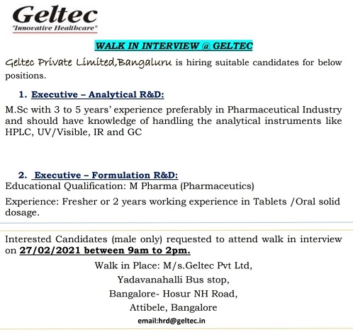 Geltec walk in drive for formulation - Pharma Dekho