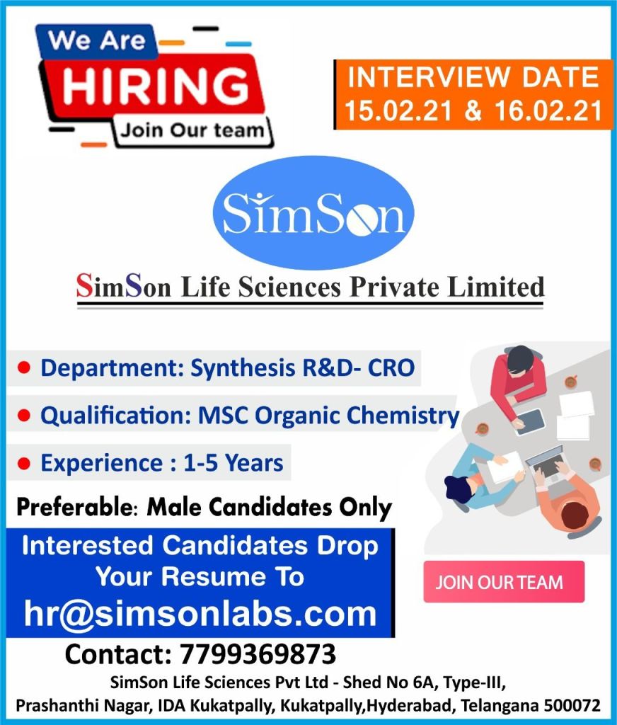 Simson Pharma walk in drive - Pharma Dekho