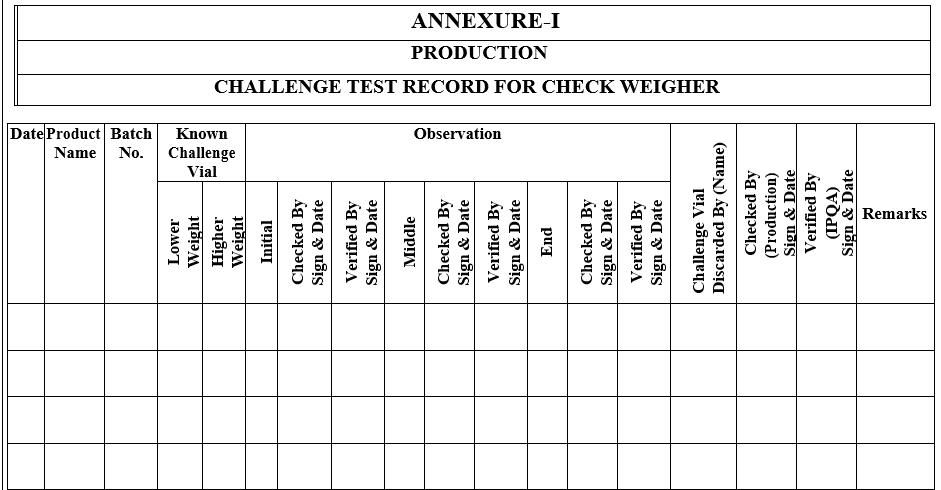 sop for calibration and verification of check weigher - Pharma Dekho