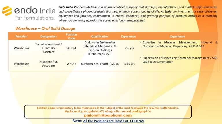 Endo India Par walk in drive - Pharma Dekho