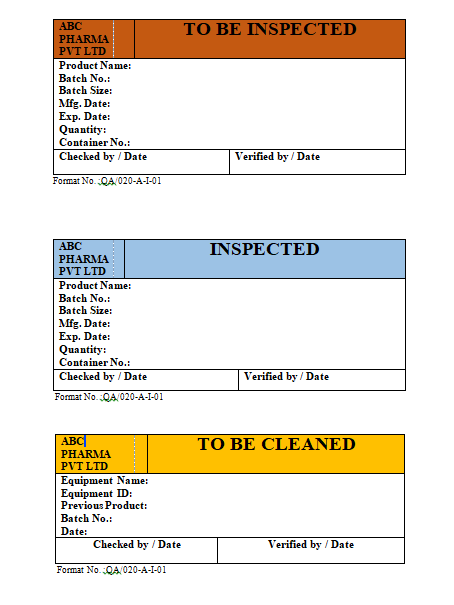 sop for Status Labelling - Pharma Dekho
