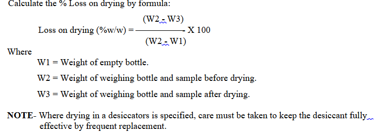 General Test Procedure Loss on drying - Pharma Dekho