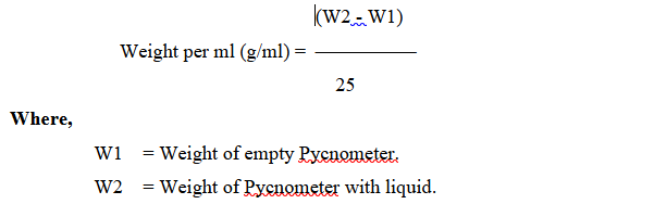General Test Procedure Weight per ML and Specific Gravity - Pharma Dekho