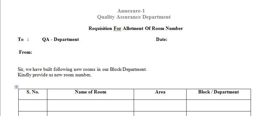 Allocation of Room Number - Pharma Dekho
